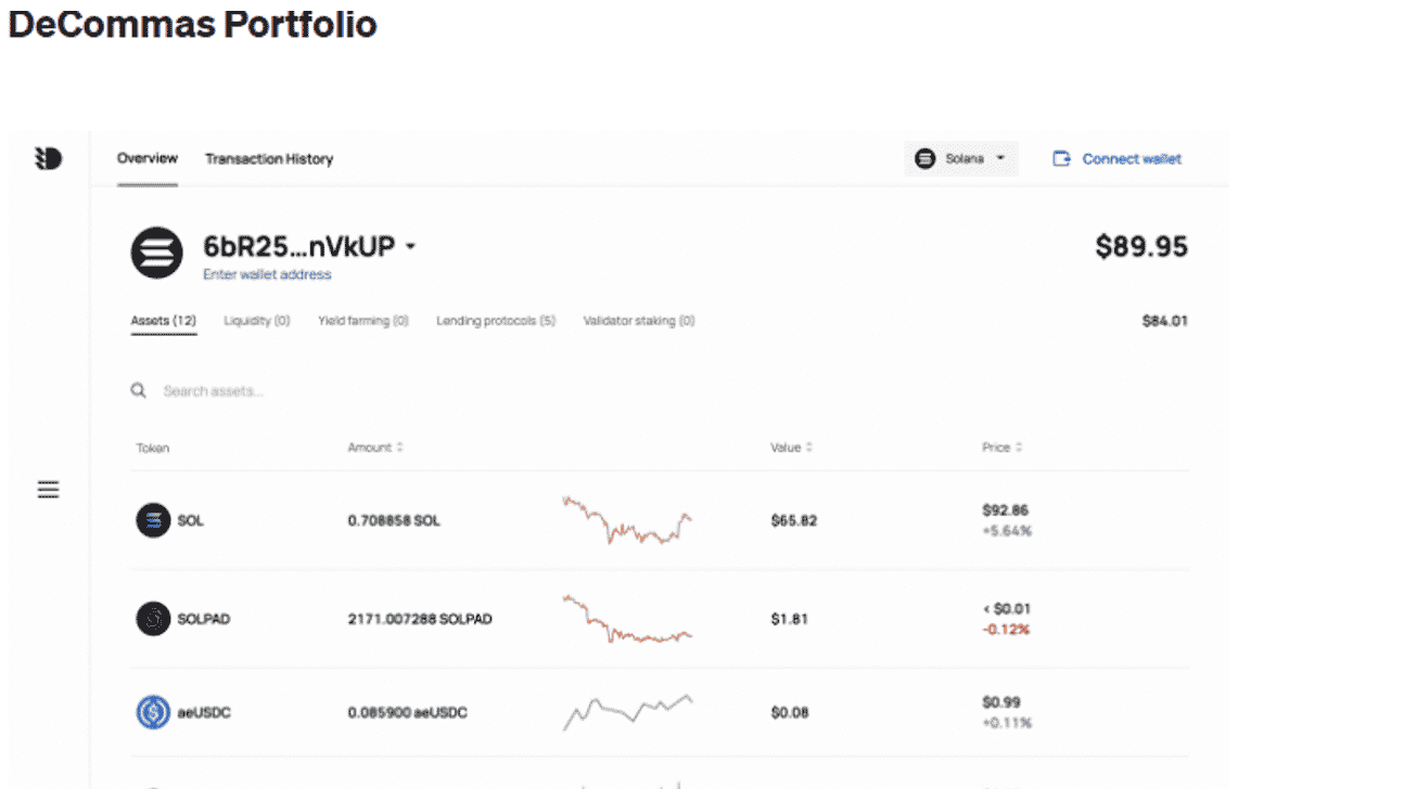 DeCommas Portfolio: Manage your Assets Wisely and Easily